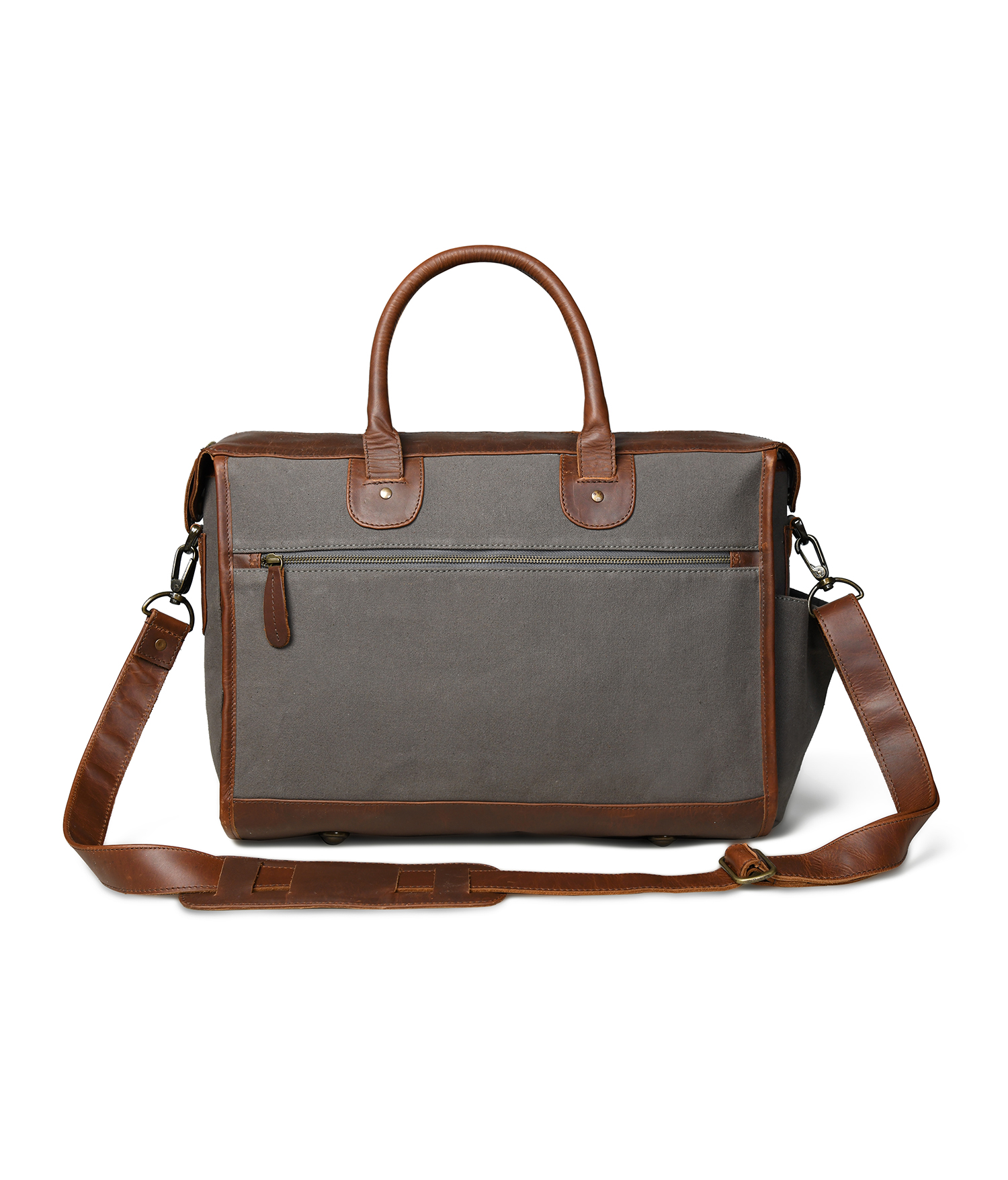 Grey Canvas and Luxe Leather Laptop Brief and Messenger Bag – Sharo Classic Leather