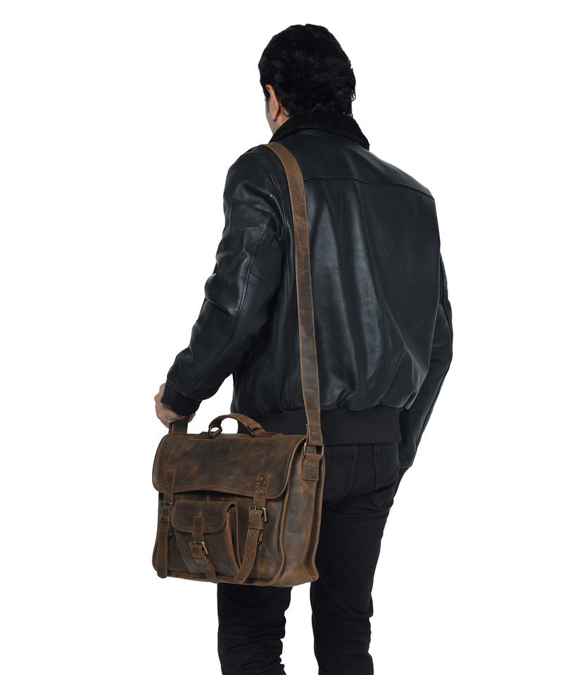 Rugged and Genuine Leather Laptop Brief & Messenger Bag – Sharo Classic Leather